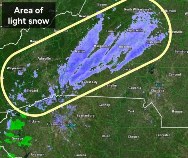 Slick travel conditions possible in parts of NC due to light snow
