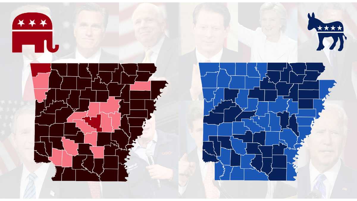 MAPS: Arkansas presidential primary elections since 2004