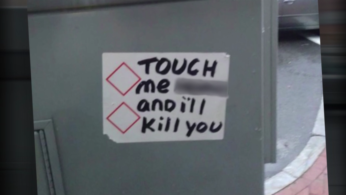 Residents outraged by violent hate speech stickers