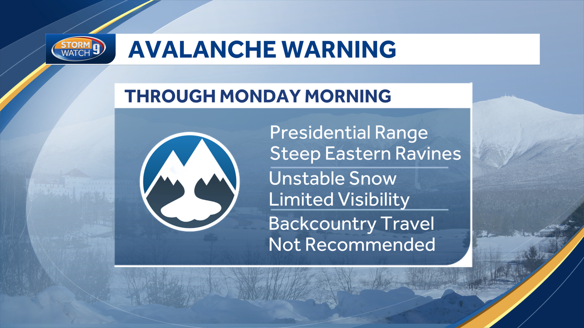 Avalanche warning issued for Presidential Range in NH mountains