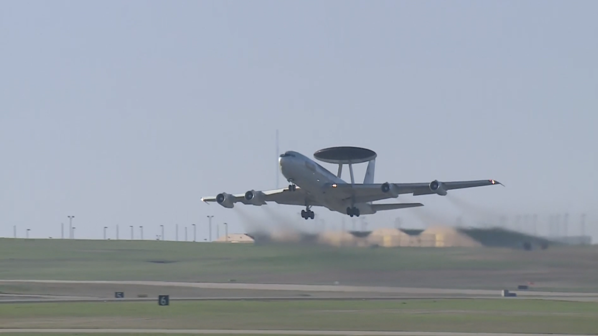 Awacs Aircraft Flies Out Of Tinker Air Force Base For Retirement