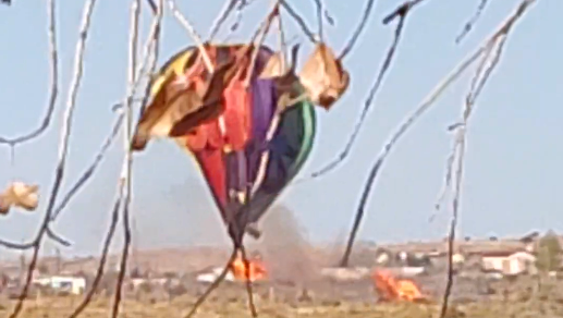 Balloon fire, balloons in trees and into cable lines