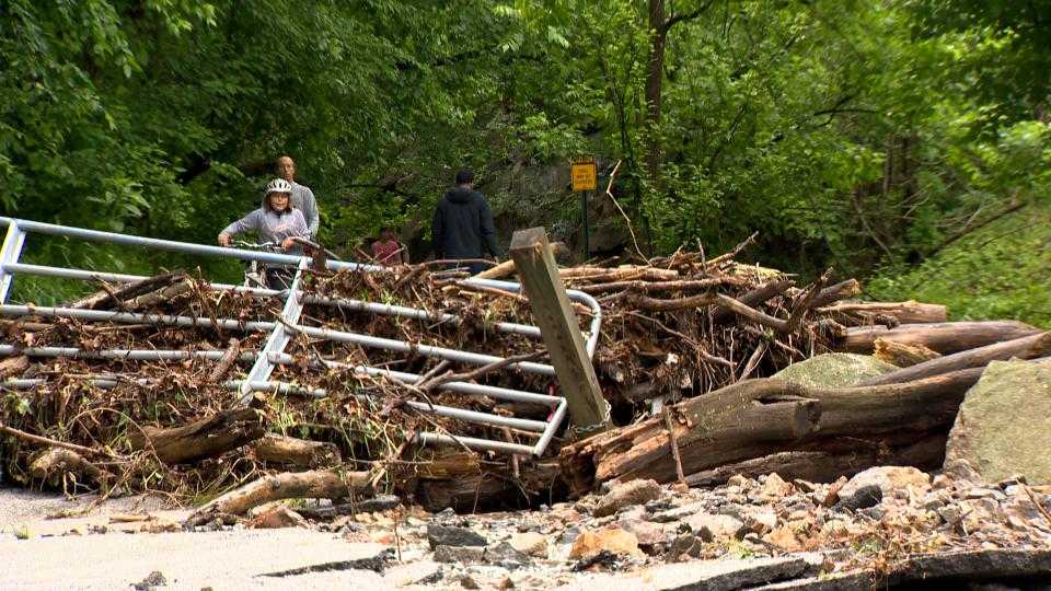 Rain floods basements, damages roads in Baltimore County