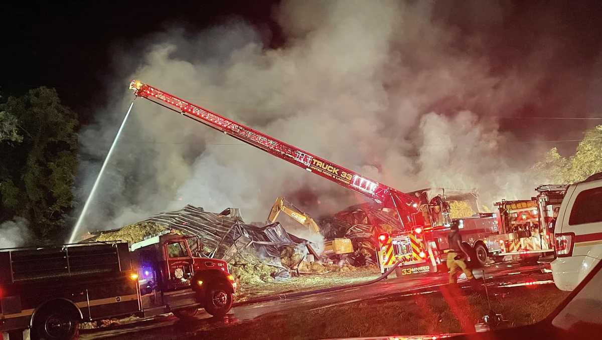 Barn destroyed by fire in Adams County