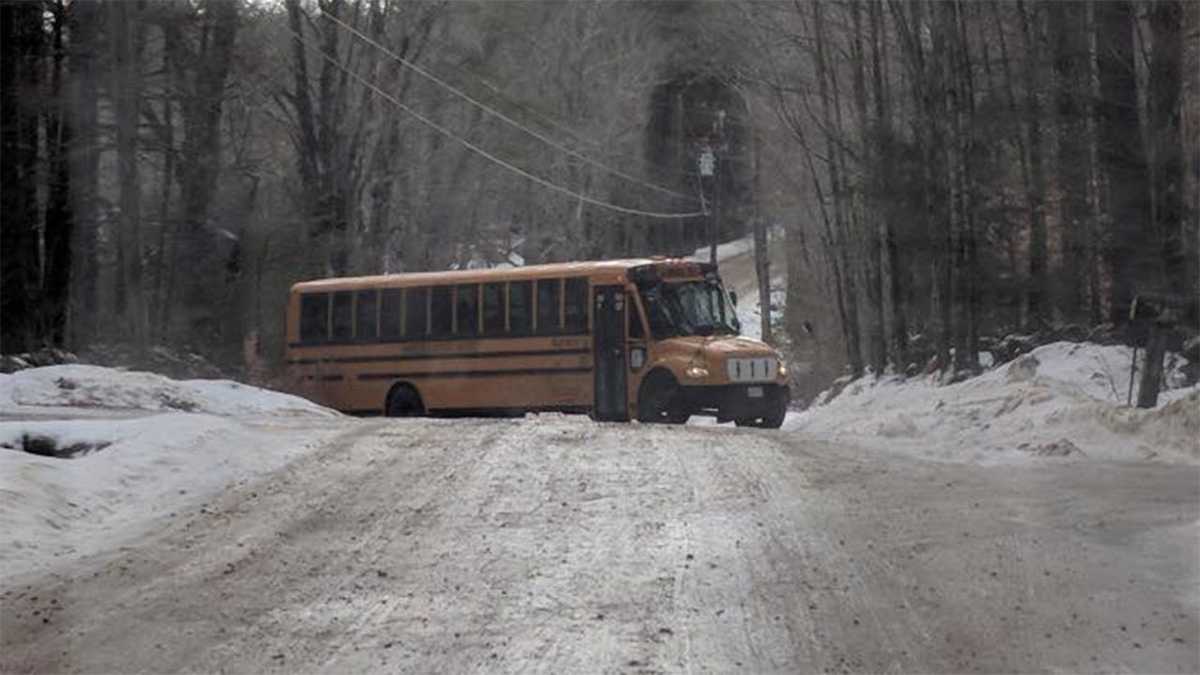 3 school buses get stuck on icy Barnstead roads