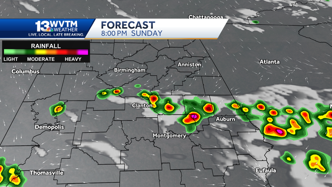 Alabama Impact Day: Gusty Winds, Heavy Rain, & Lightning Sunday