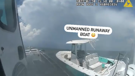 Florida deputy springs onto runaway boat
