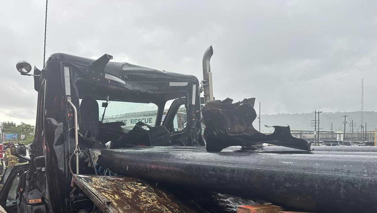 Beaver Coutny semi steel beam crash