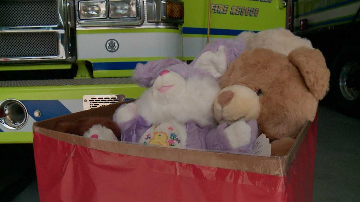 Boxes of teddy bears delivered to fire station for traumatized children ...