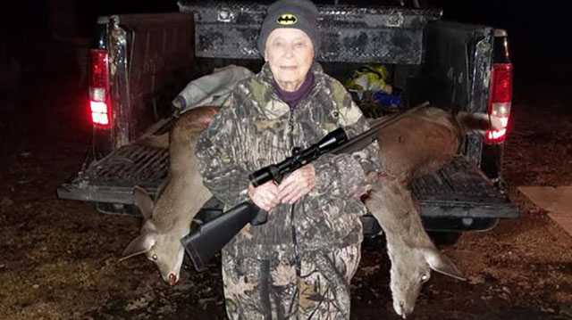 101-year-old woman, avid deer hunter, bags 2 with 1 shot