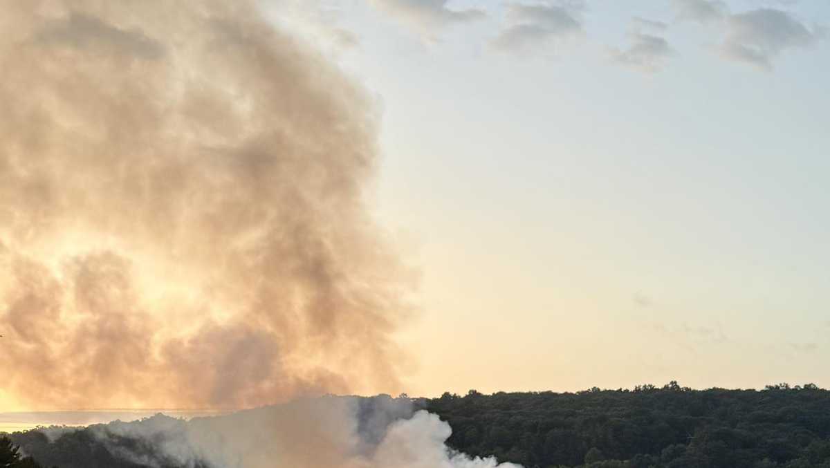 Fire lights up the night sky in York County