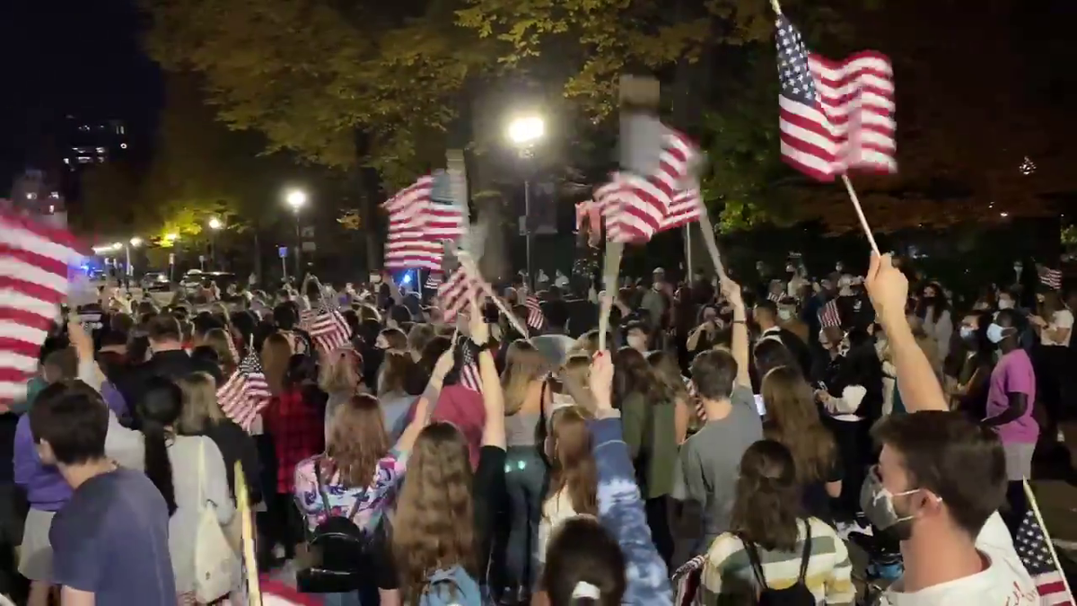 Biden, Trump supporters rally outside State House after election is called