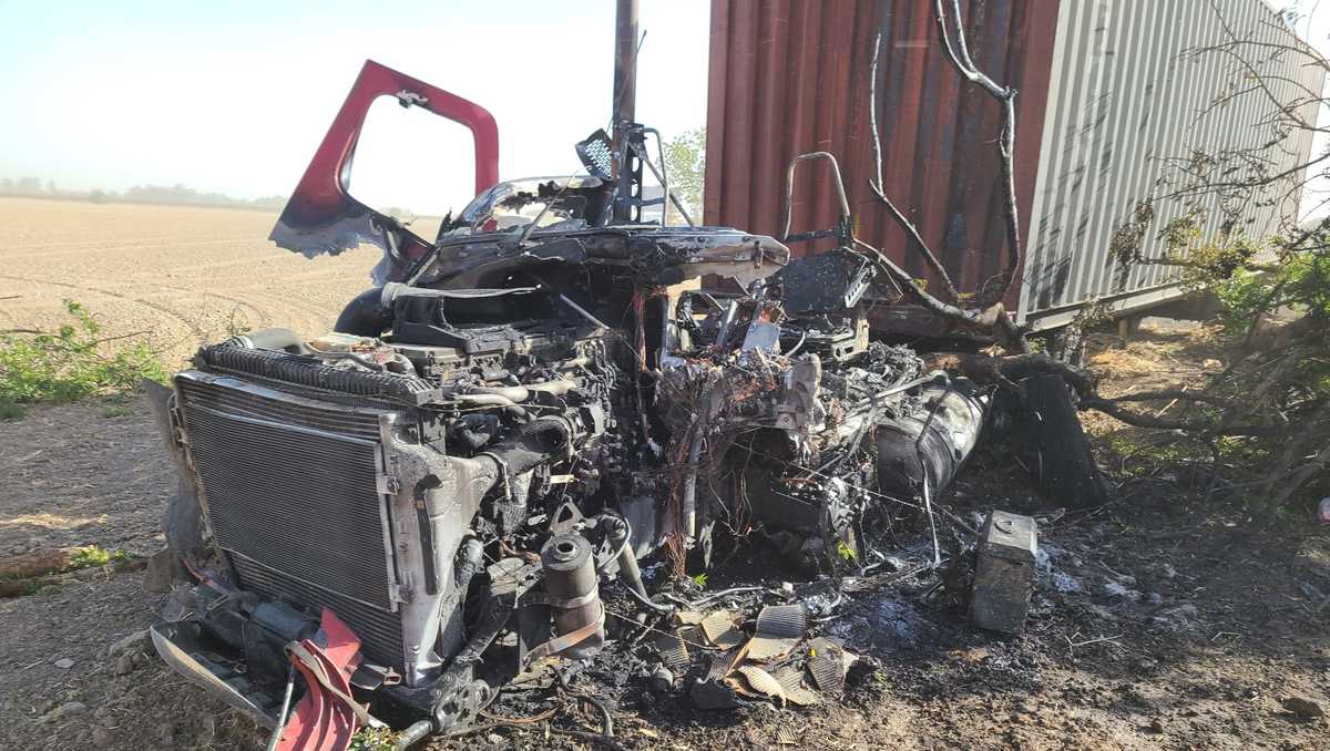 Big rig catches fire after crash on I-80, Caltrans driver hurt