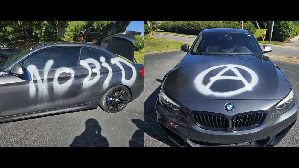 North Carolina: Vandals spray paint, slash tires of BMW