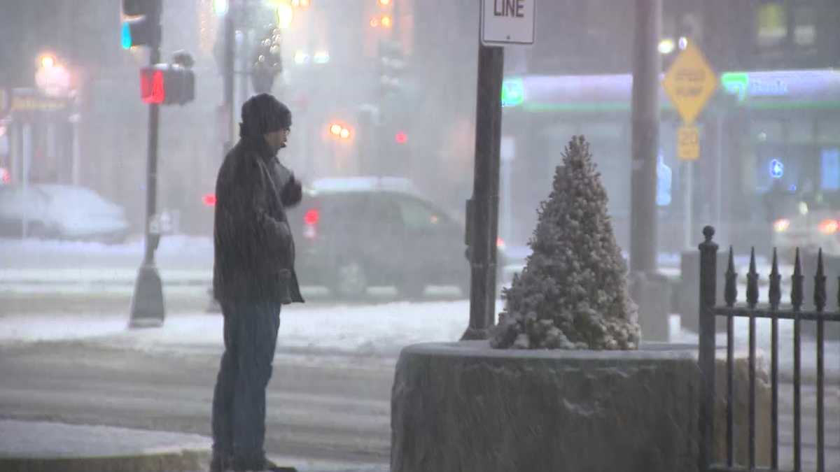 Snowy, icy conditions across Massachusetts Sunday morning