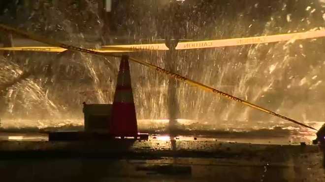 Water again shoots from Boston water main following weekend break