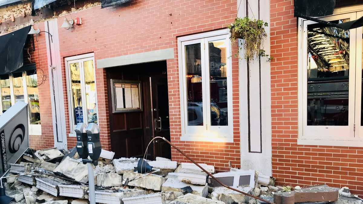 Woman critically injured after front of restaurant collapses