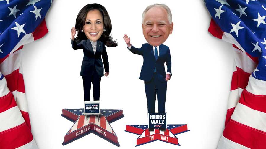 Limited-edition Kamala Harris and Tim Walz bobbleheads unveiled