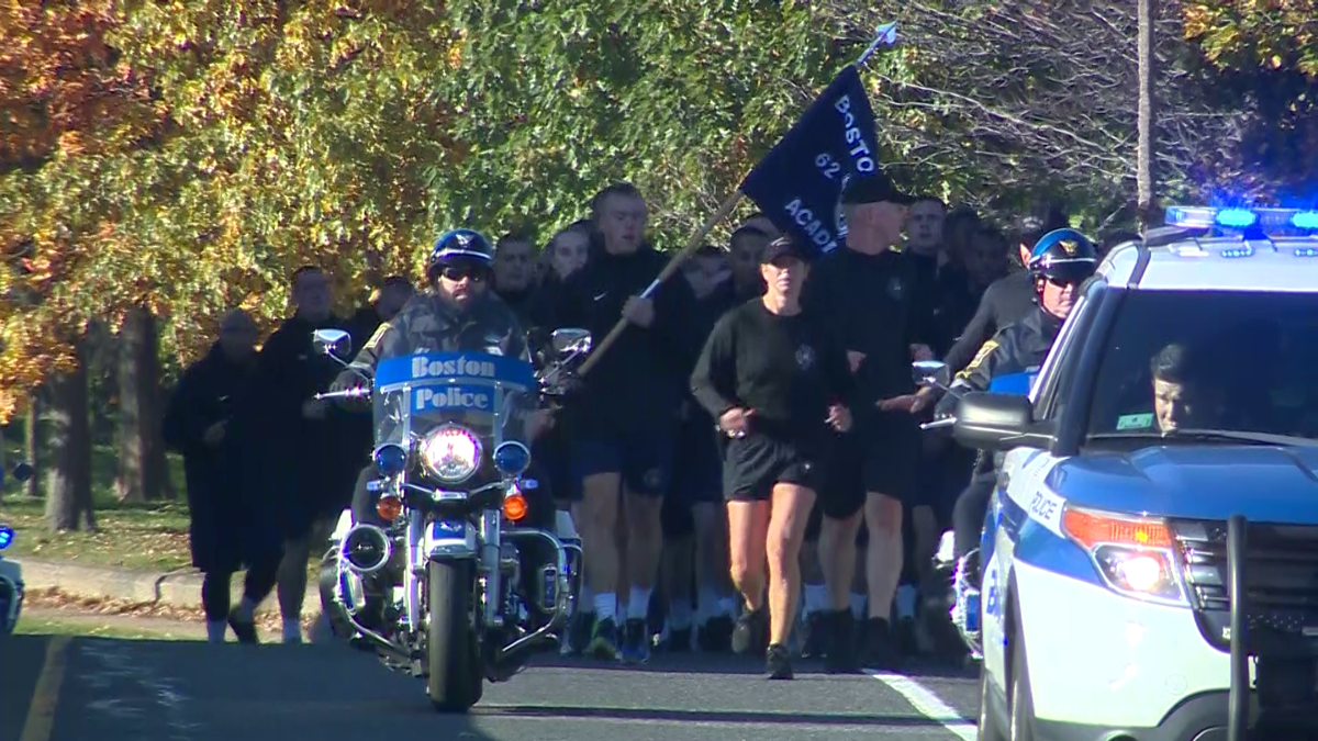 Boston police recruits complete traditional run to headquarters
