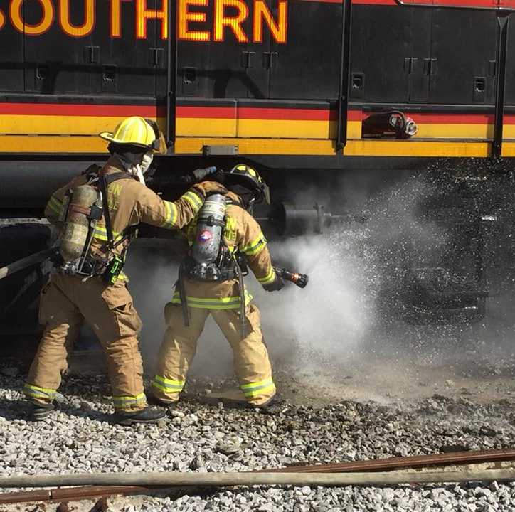Brandon firefighters put out locomotive fire