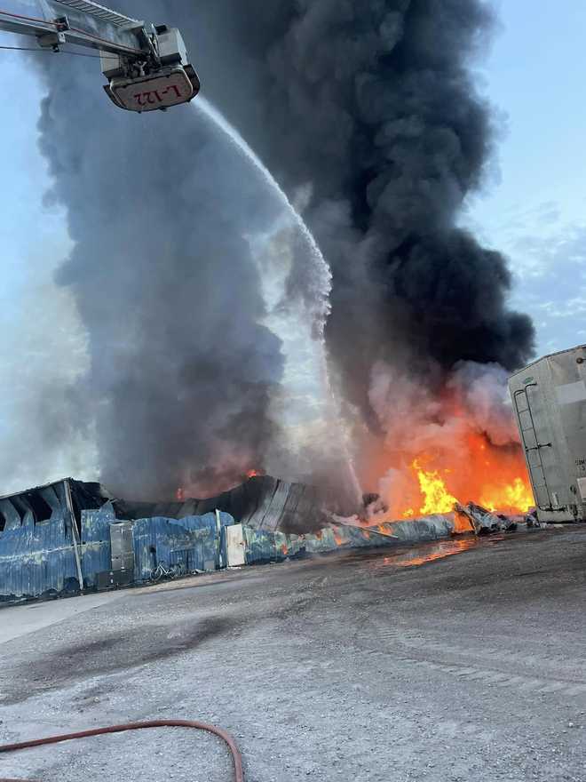 Large fire at manufacturing facility in Brent leaves behind severe damage
