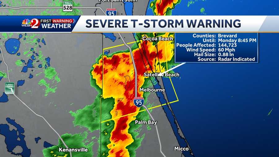 Severe thunderstorm warning issued for Brevard County