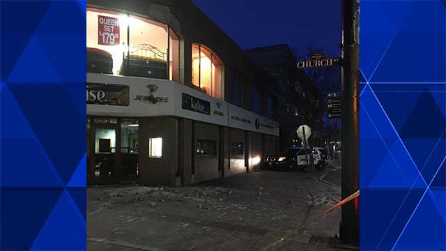 Bricks fall from Church Street building, narrowly missing pedestrians