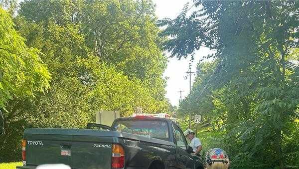 Pickup truck crashes through closed Chester County, Pa. bridge, leaks ...