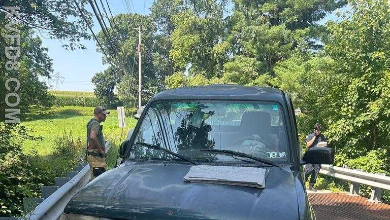 Pickup truck crashes through closed Chester County, Pa. bridge, leaks ...
