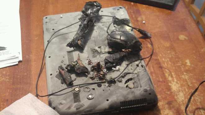'It went boom': laptop battery bursts into flames in Brockton family's ...