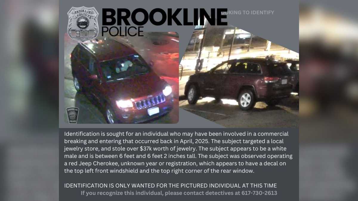 Police seek owner of red Jeep linked to $37K Brookline jewelry store theft