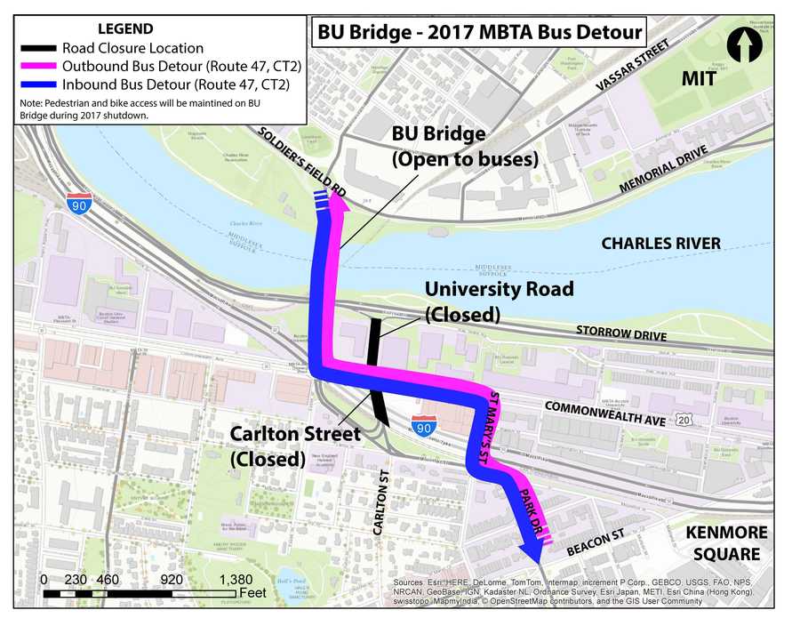 Comm. Ave Bridge project detour plans, maps