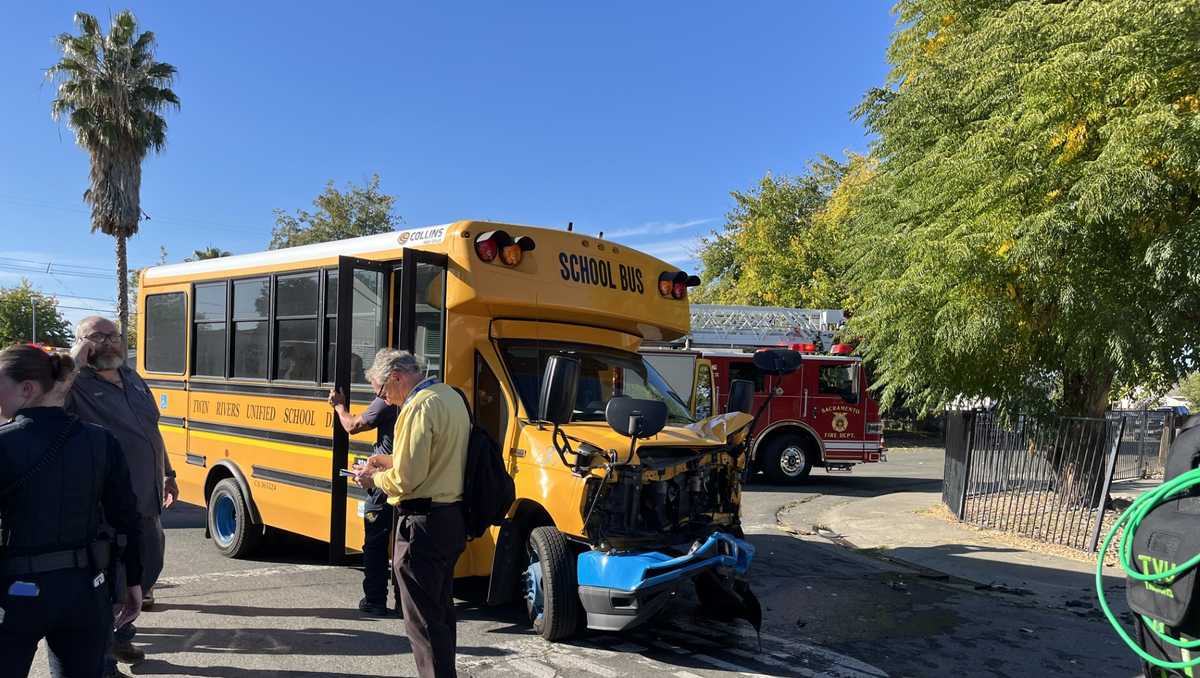 9 hurt after crash involving truck and Sacramento school bus, officials say