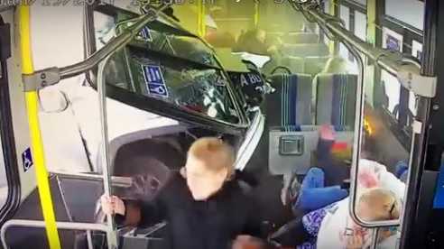 Passengers escape serious injury after truck crashes into bus