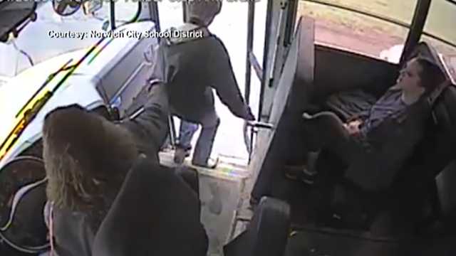 Video Bus Driver Saves Teen Exiting School Bus Moments Before Speeding Car Drives By
