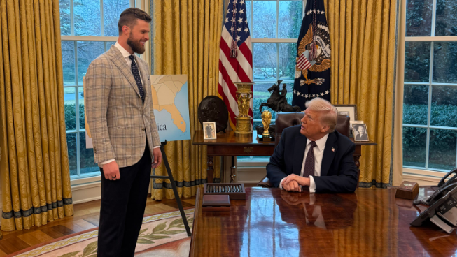 Chiefs kicker Harrison Butker meets President Trump in White House