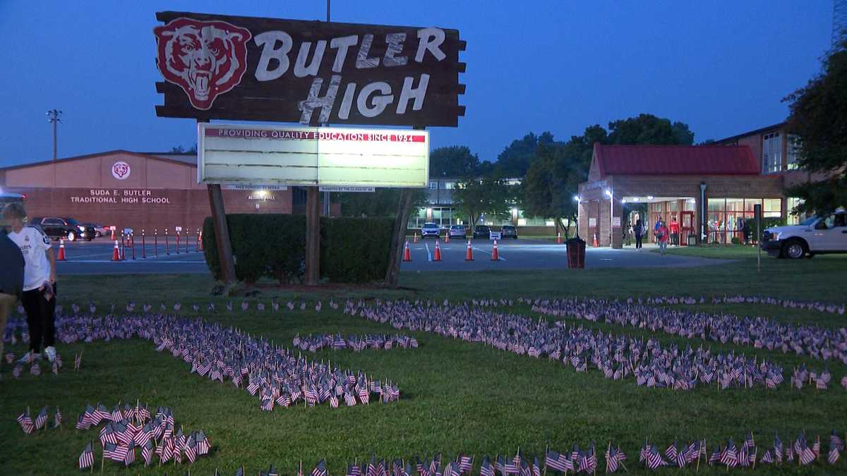Butler HS students set up a memorial of nearly 3K American flags for 9/ ...