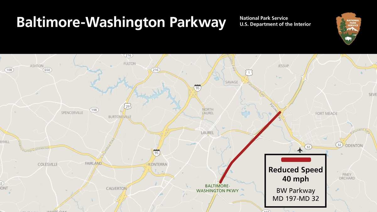Baltimore-Washington Parkway speed limit lowered in Laurel area