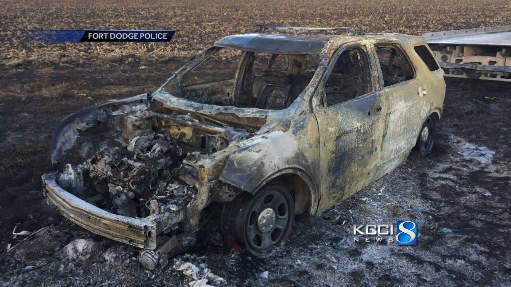 Police chase ends with cruiser on fire