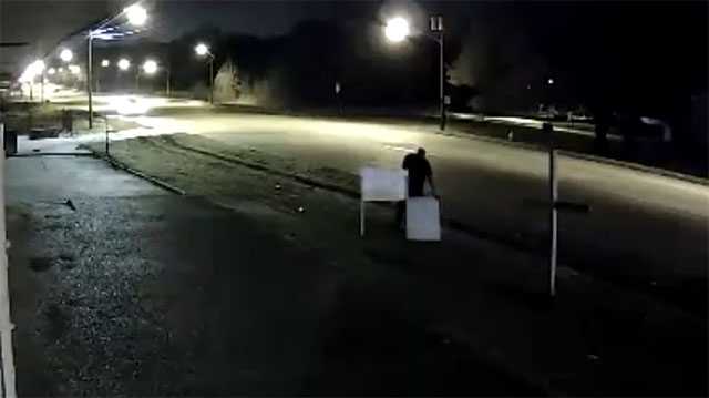 Campaign sign thief caught on camera, candidate says