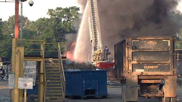 Massive recycling plant fire in Jackson
