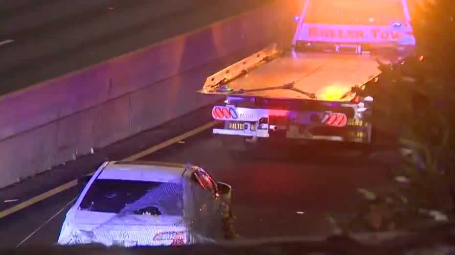 Overpass fencing falls on car driving by on Capital City Freeway after ...