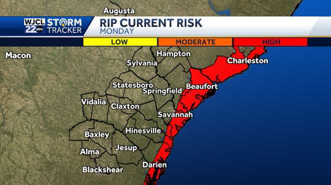 High rip current risk for SE GA and the Lowcountry on Labor Day