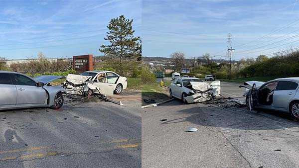 Serious car crash sends two people to hospital on Sunday