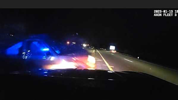 Video shows car slide off road, slam into Ohio State Highway Patrol cruiser