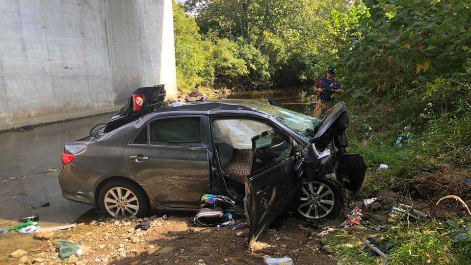 FD: 2 hospitalized after car falls 100 feet from I-71 overpass into river