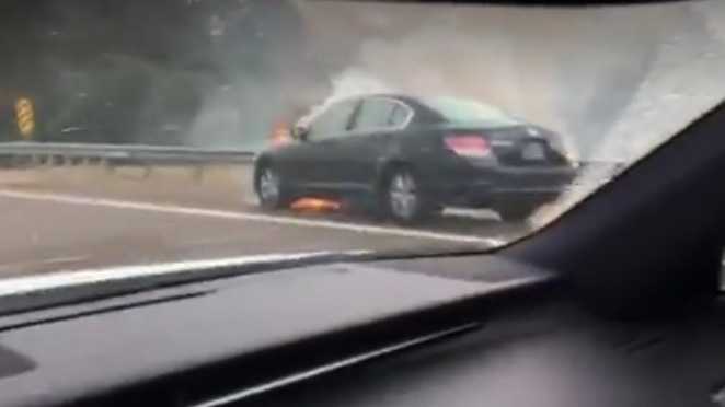 Car fire slows traffic on interstate