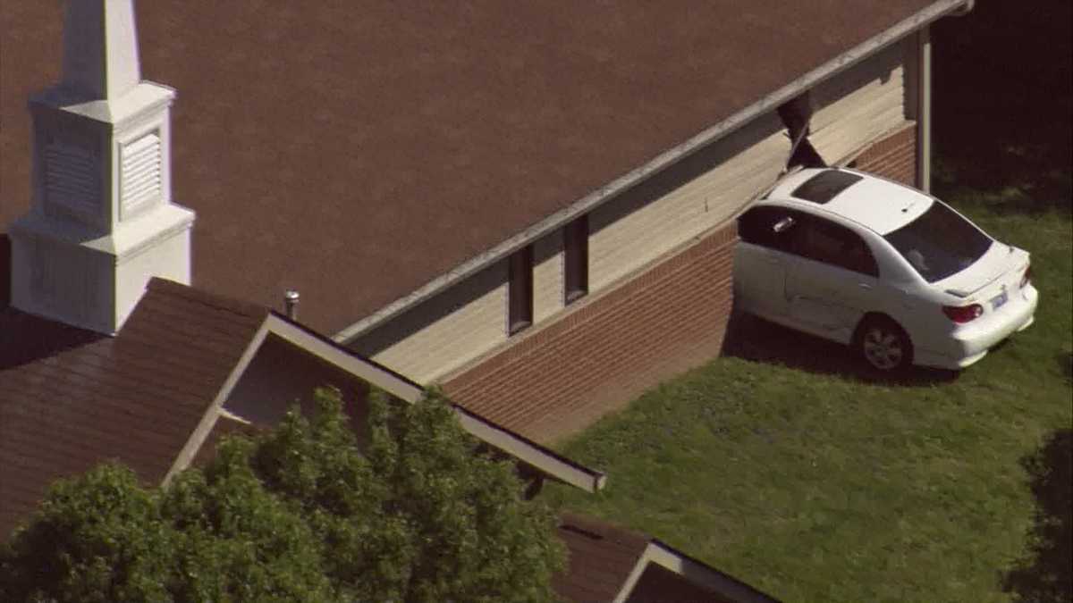 No injuries reported after car crashes into church