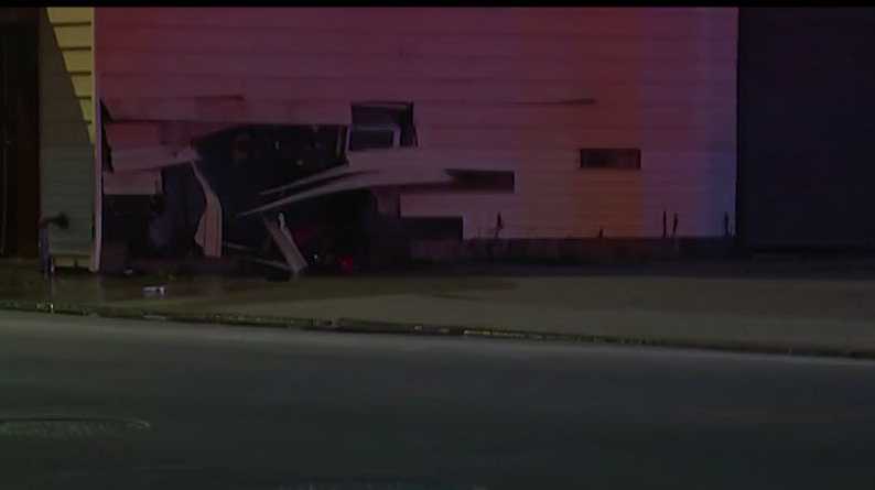 Car crash into building causes water and gas leak