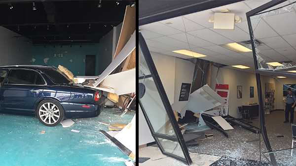 Police: Car crashes through 2 Milford retail spaces